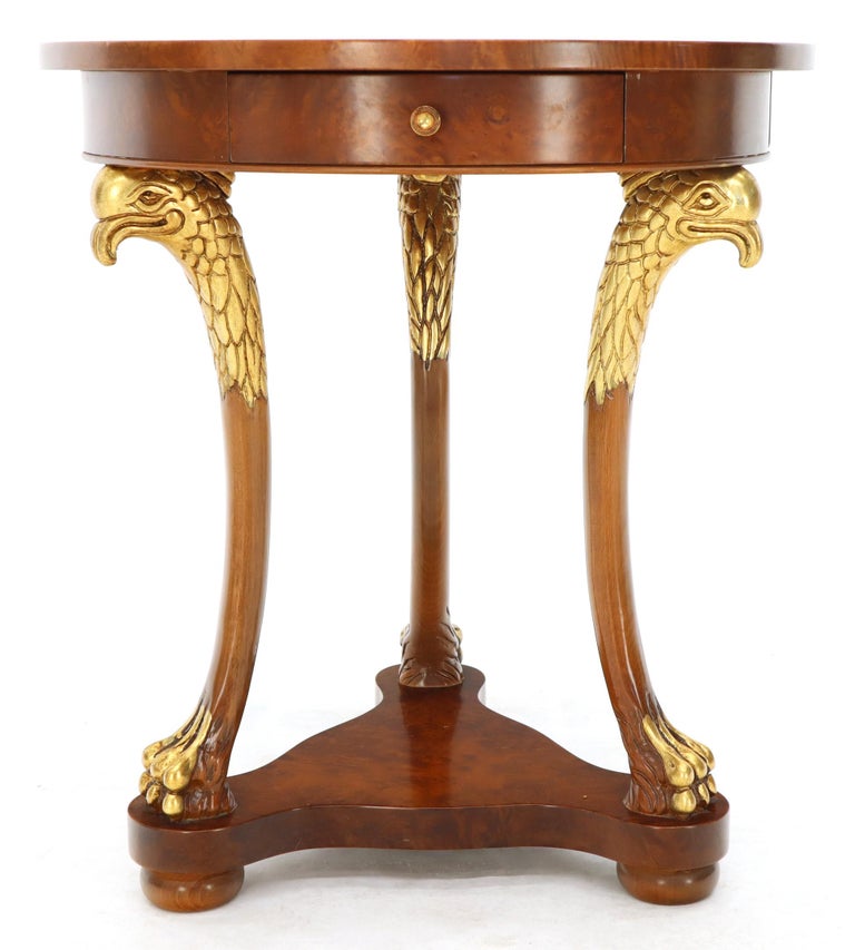 Pair of Round Burl Wood French Empire Gold Gilt Carved Eagles Stands ...