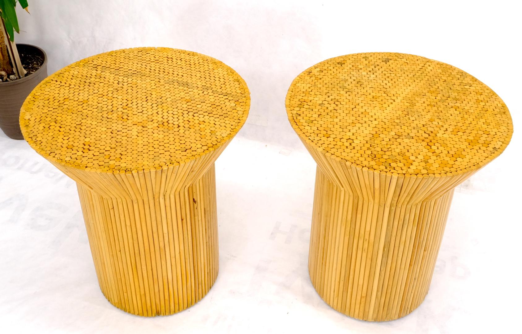 Pair of Round Funnel Shape Pencil Reed Dining Table Bases Pedestals ...