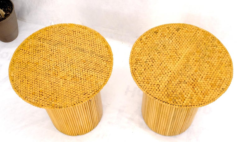 Pair of Round Funnel Shape Pencil Reed Dining Table Bases Pedestals ...