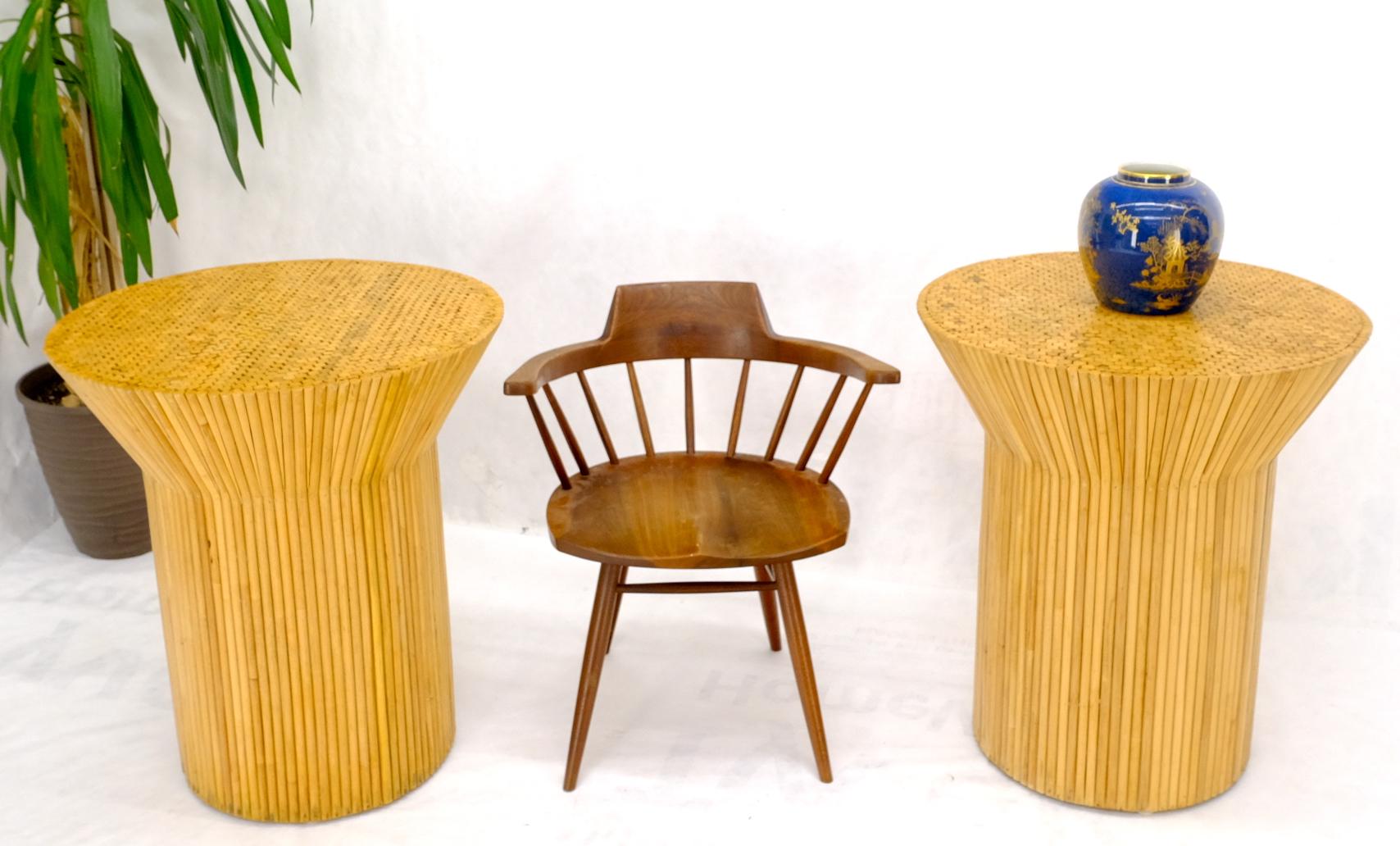 Pair of Round Funnel Shape Pencil Reed Dining Table Bases Pedestals ...