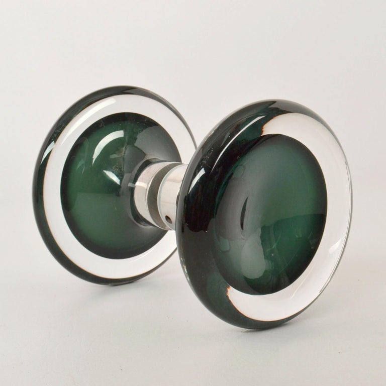 Architectural Double Door Handles Pair Minimal Round Murano Emerald ...