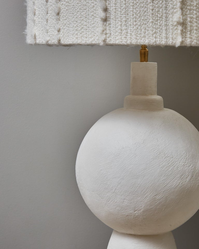 Pair of Round Plaster Table Lamps at 1stDibs