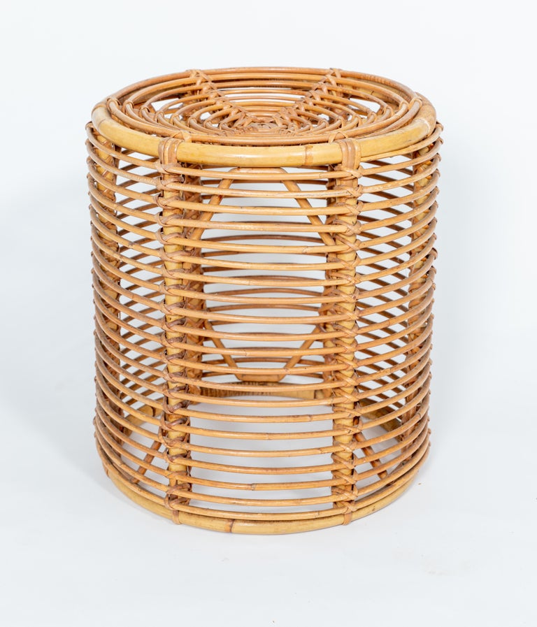 Pair of Round Rattan Ottomans at 1stDibs | ottoman rattan, wicker ...