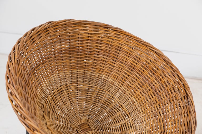 Pair of Rounded Basket Chairs with Iron Frame at 1stDibs