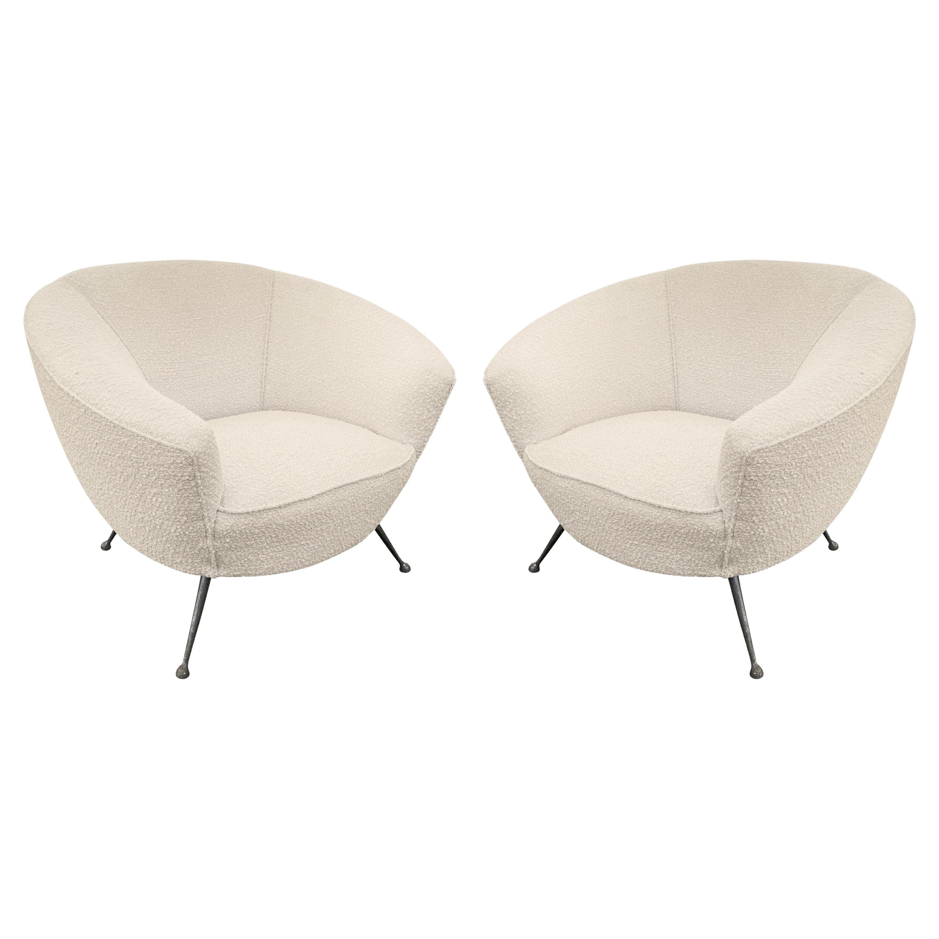 Pair of Chic Italian Mid-Century Lounge Chairs For Sale at 1stDibs