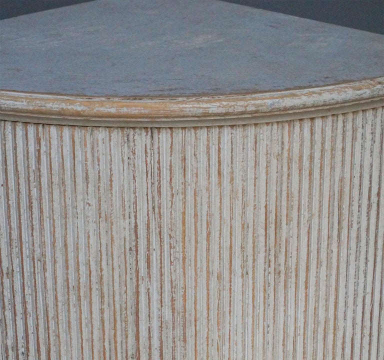 Pair of Rounded Swedish Corner Cabinets at 1stDibs