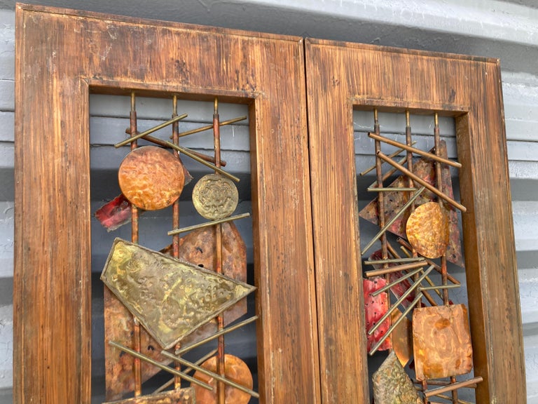 Pair of Roy R. Butler Copper Brass Brutalist Doors, Mid-Century Modern ...