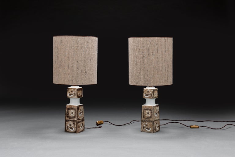 Pair of Royal Copenhagen Nils Thorssen 'Baca' Table Lamps, Custom ...