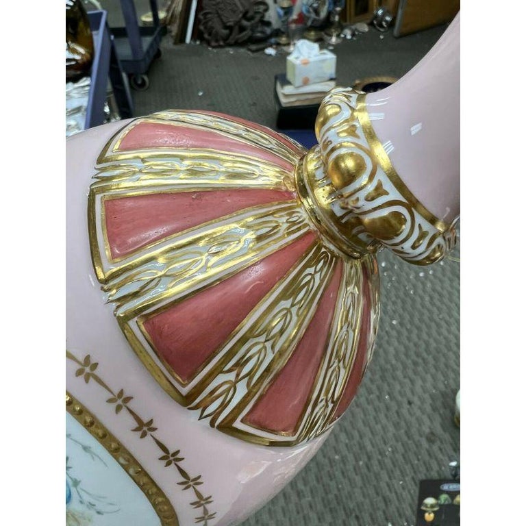 Pair of Royal Crown Derby Pink Porcelain Lidded Urn with Bronze Lids ...