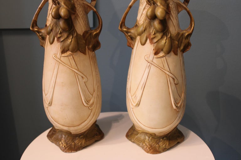 Pair of Royal Dux Bohemia Art Nouveau 19th Century Porcelain Vase For ...
