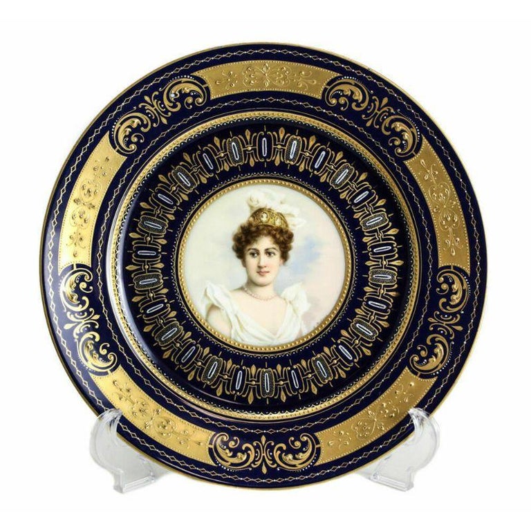 Pair of Royal Vienna Porcelain Hand Painted Portrait Plates, circa 1900 ...