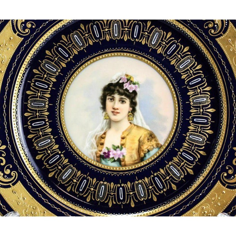 Pair of Royal Vienna Porcelain Hand Painted Portrait Plates, circa 1900 ...