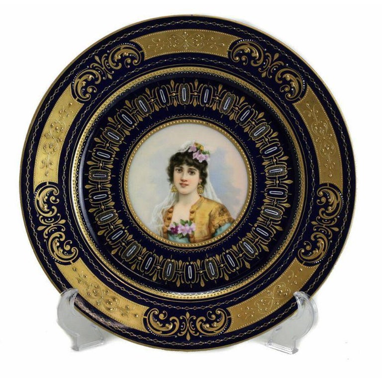 Pair of Royal Vienna Porcelain Hand Painted Portrait Plates, circa 1900 ...