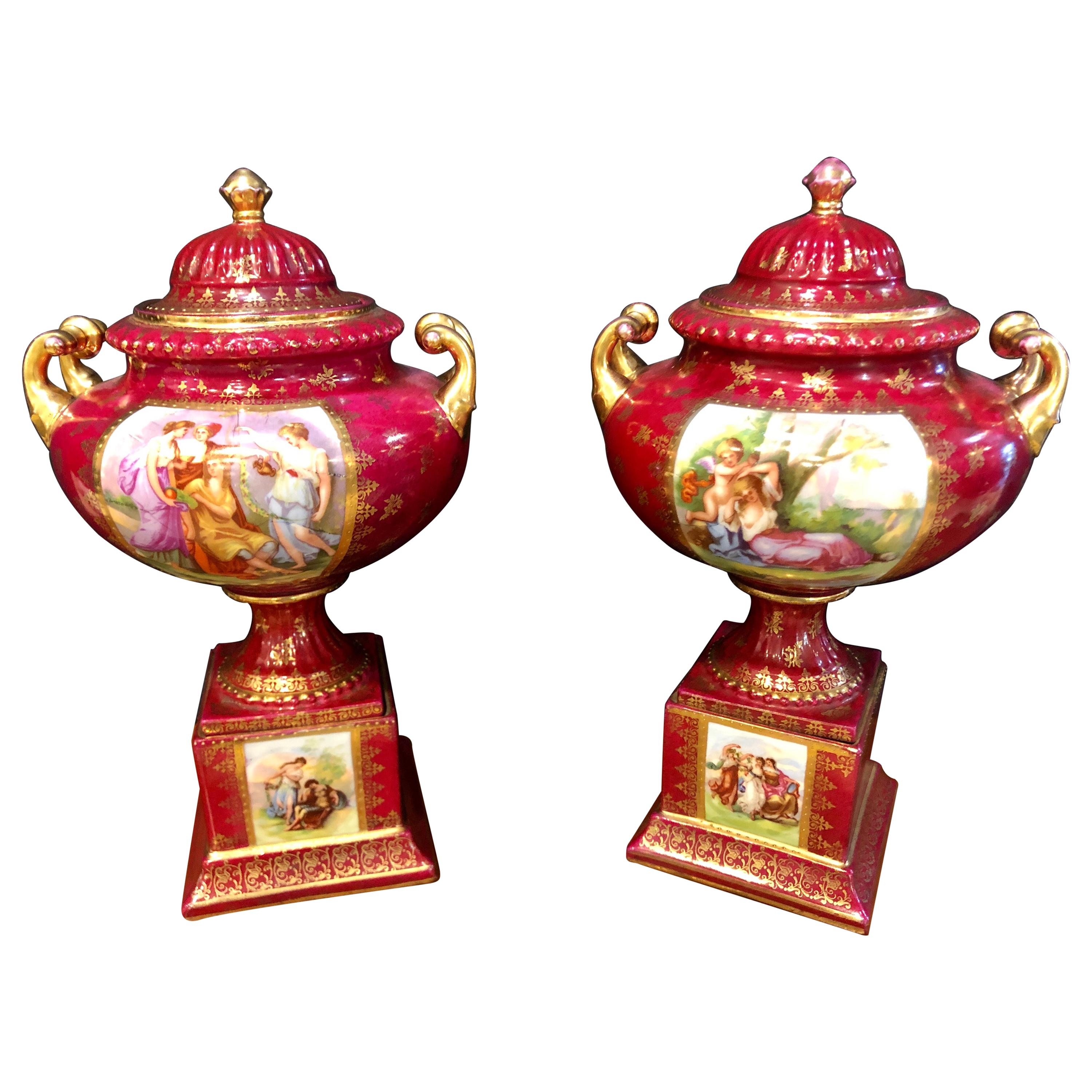 Pair of Large Chinese Guang Cai Famille Rose Tall Vases at 1stDibs