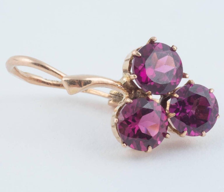 Russian Garnet Gold Trefoil Earrings, early 20th Century For Sale at ...
