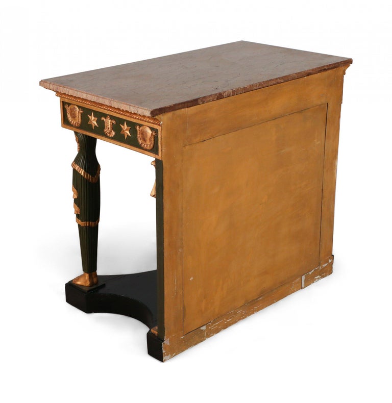 Pair of Russian Neoclassic Gilt and Green Console Tables For Sale at ...