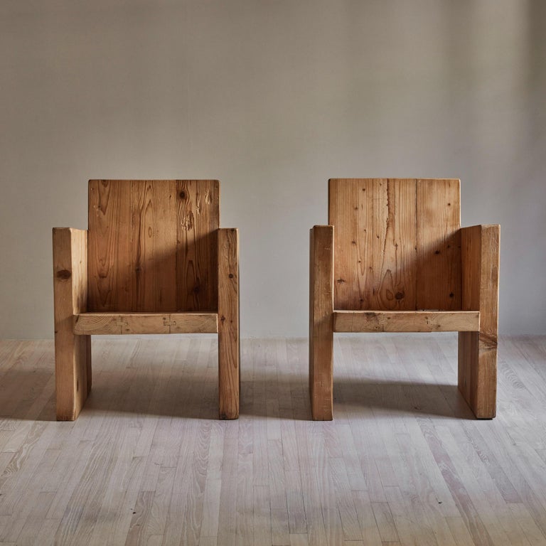 Pair of Rustic Arm Chairs For Sale at 1stDibs