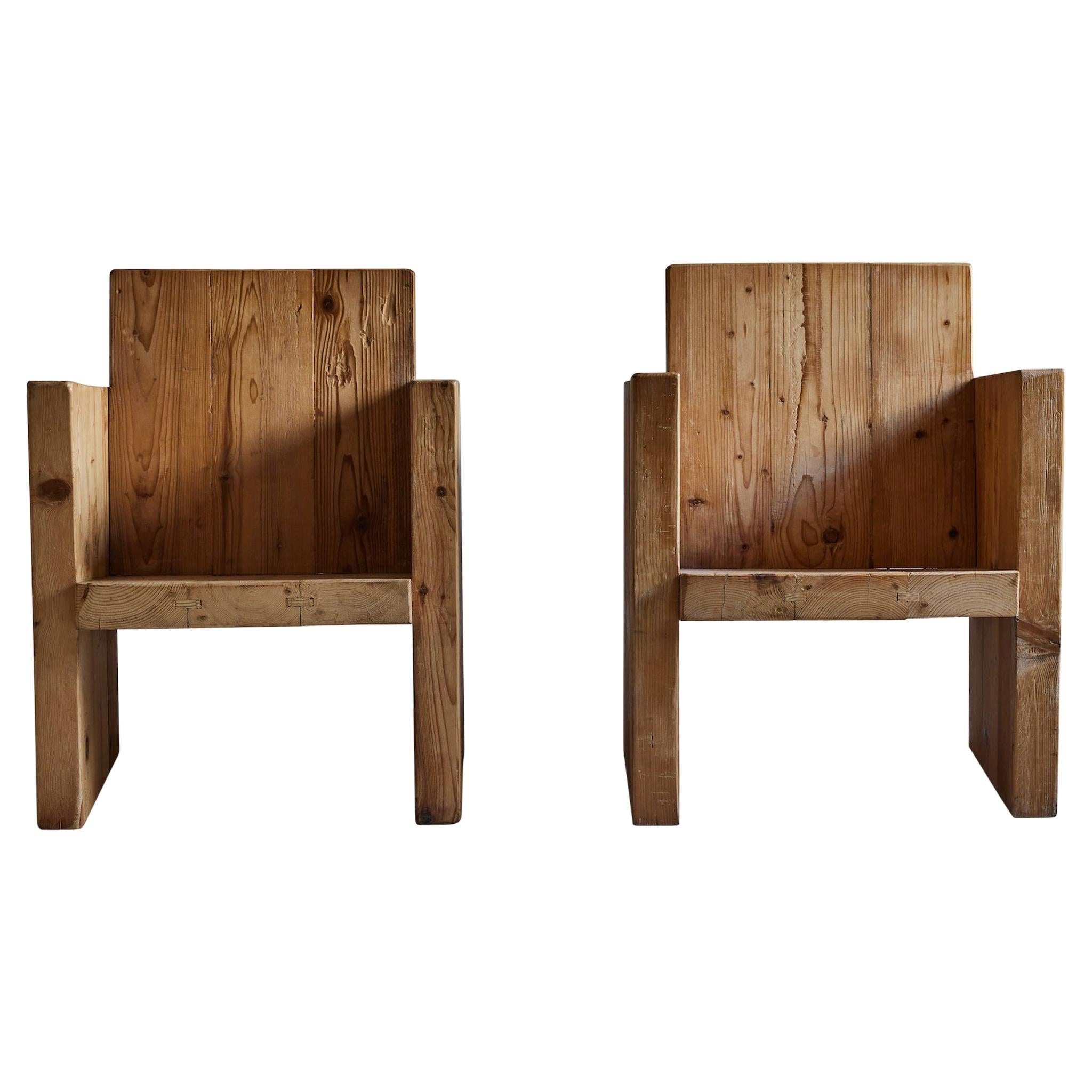 Pair of Mid-Century Modernist Scroll-Arm Wingback Chairs in Crocodile ...