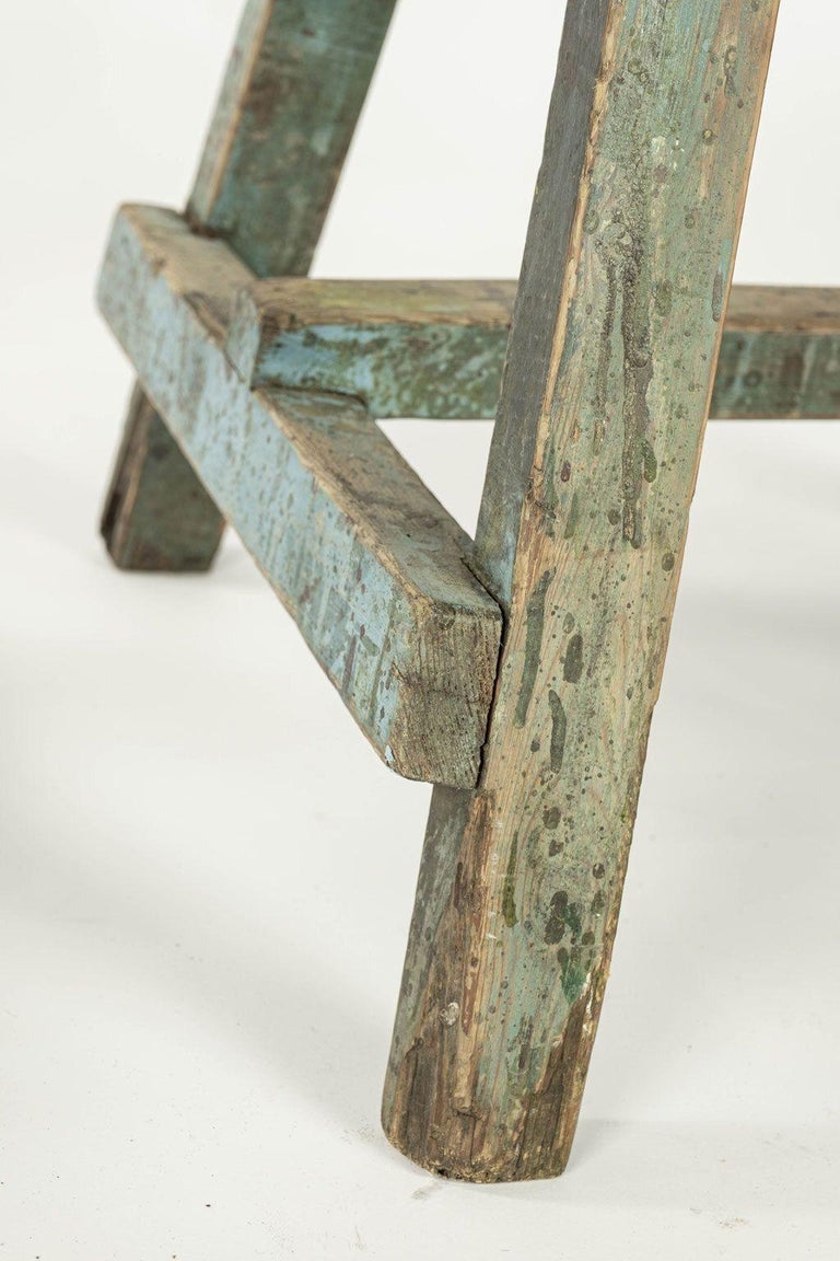 Pair of Rustic Blue Painted Side Tables For Sale at 1stDibs
