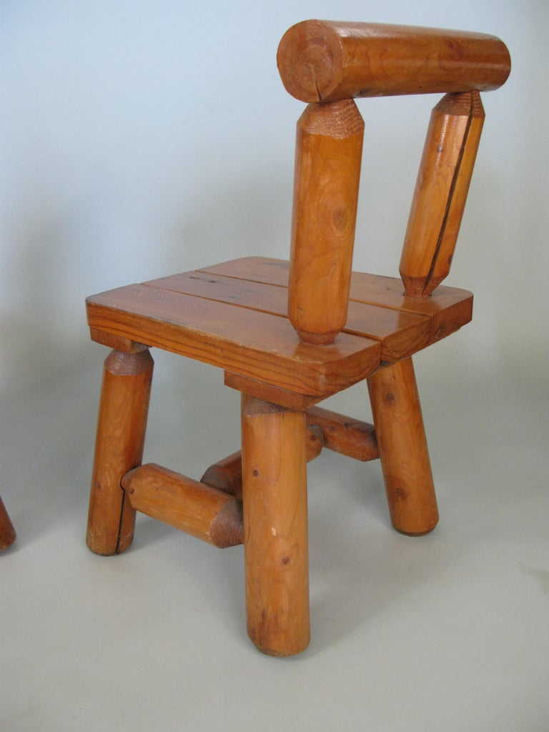 Pair of Rustic Log Chairs at 1stDibs