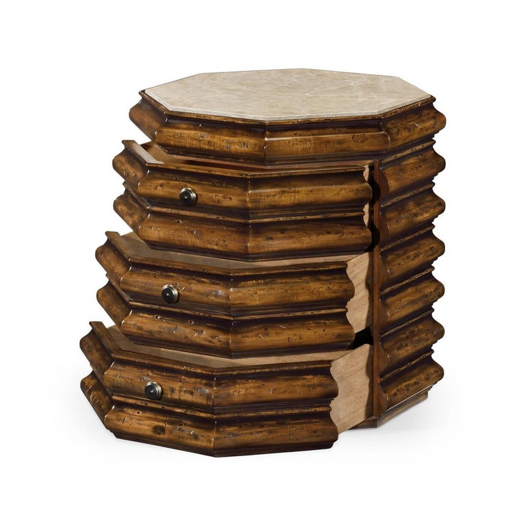 Pair of Rustic Octagonal Walnut Side Tables For Sale at 1stDibs