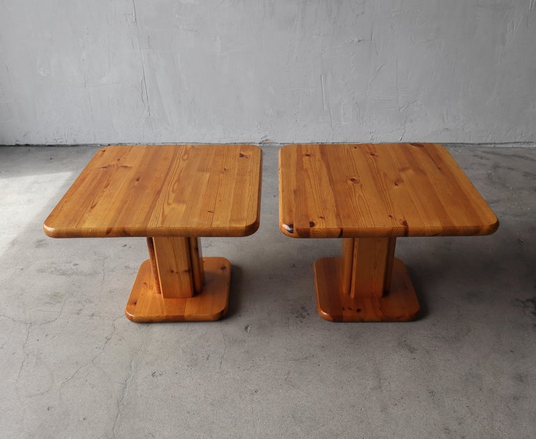 Pair of Rustic Pine Craftsman Side Tables For Sale at 1stDibs