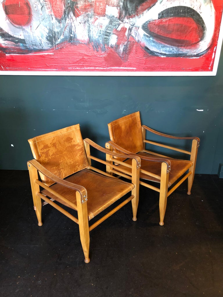 Pair of Safari Chairs, Børge Mogensen, Aage Bruun and Son at 1stDibs