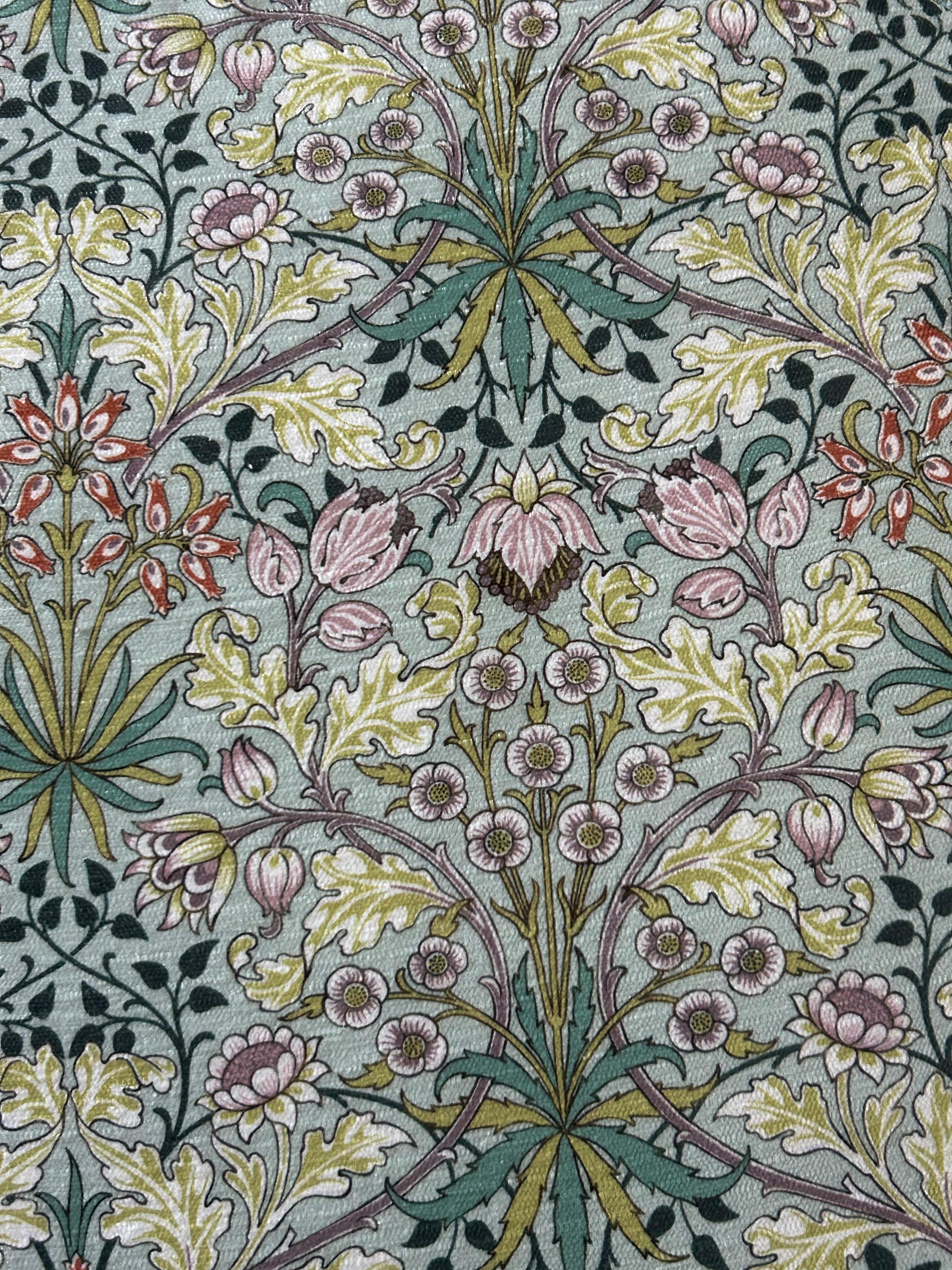 Pair of Sage Green Floral Pattern Ottomans by Morris and Co at 1stDibs