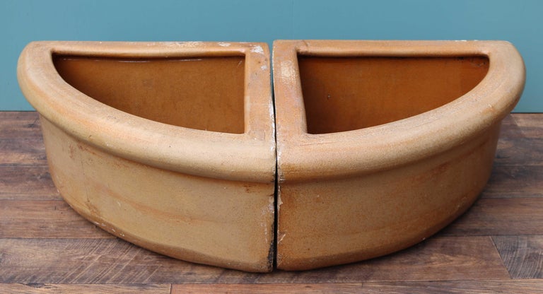 Pair of Salt Glazed Terracotta Corner Troughs For Sale at 1stDibs
