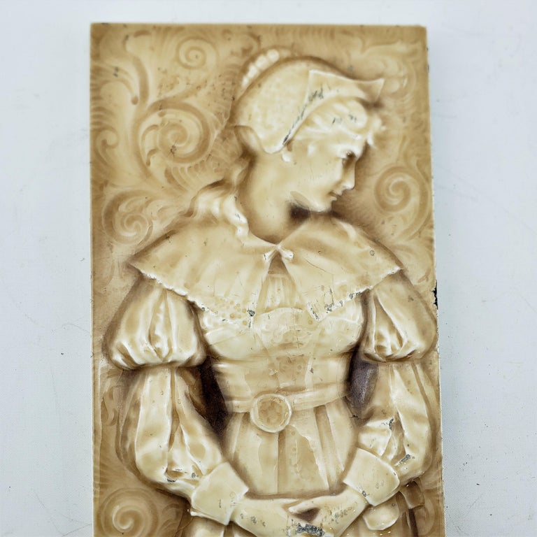 Pair of Salvaged Antique Decorative Tiles by American Encaustic Co. of ...