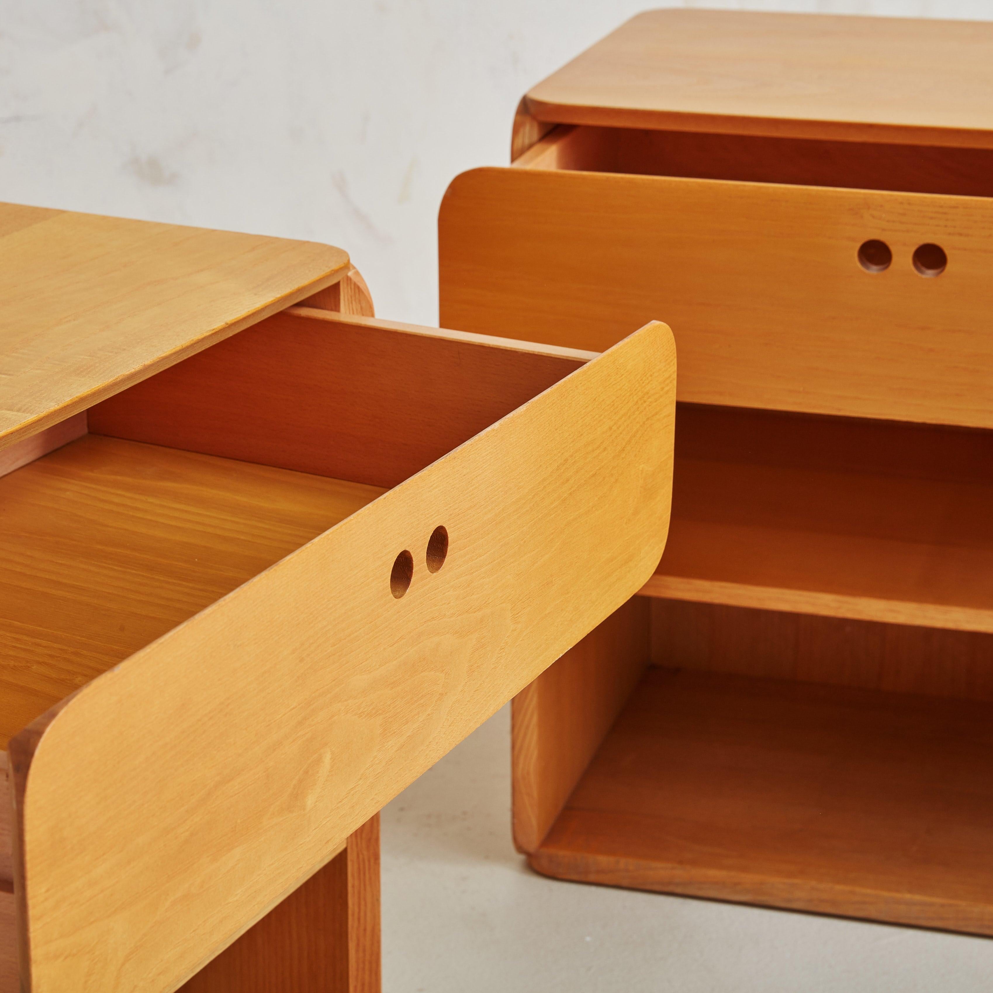Pair of 'Samara Series' Beech Wood Nightstands by Derk Jan De Vries for Maisa For Sale at 1stDibs