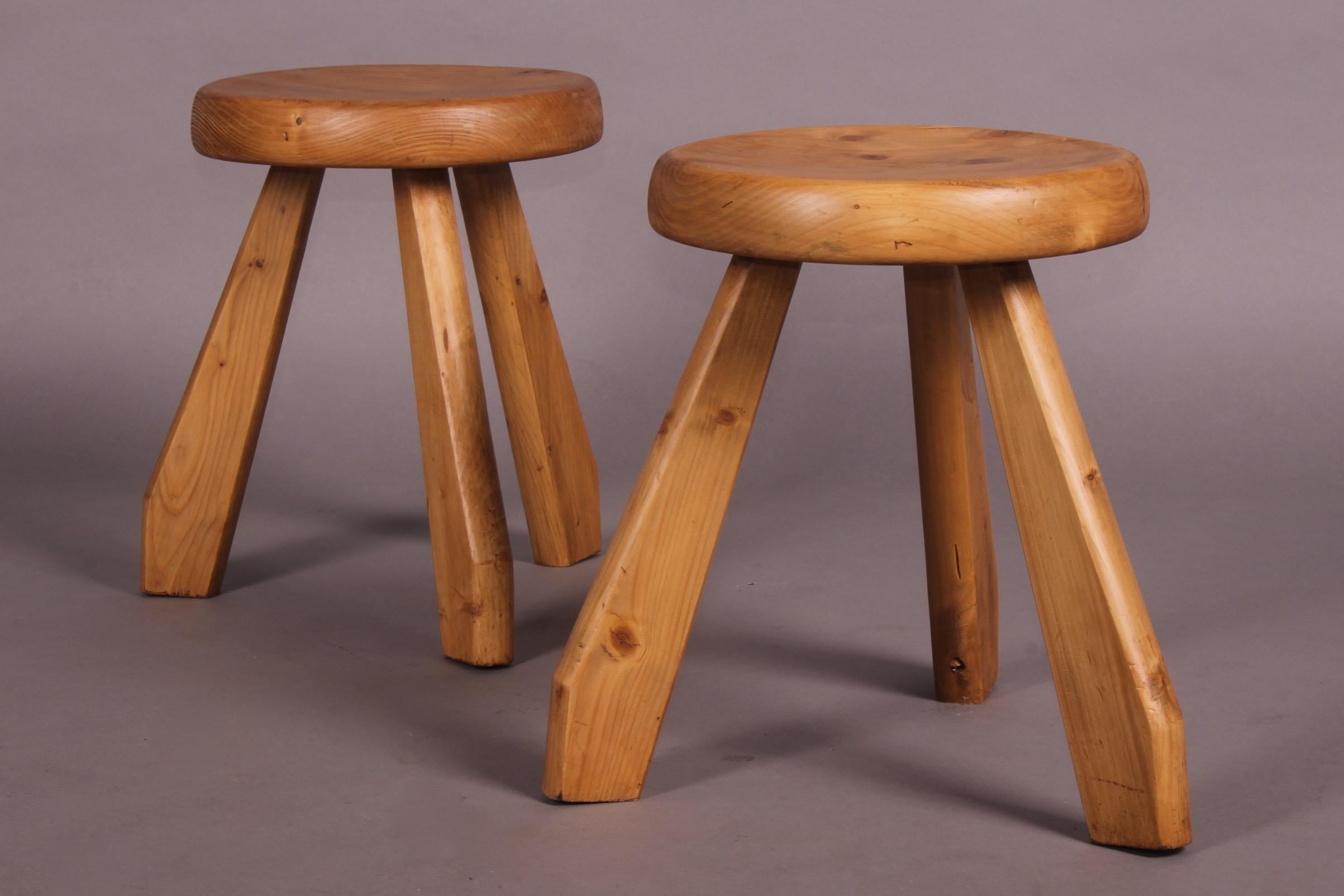 Pair of "Sandoz" Stools in Pine by Charlotte Perriand at 1stDibs ...