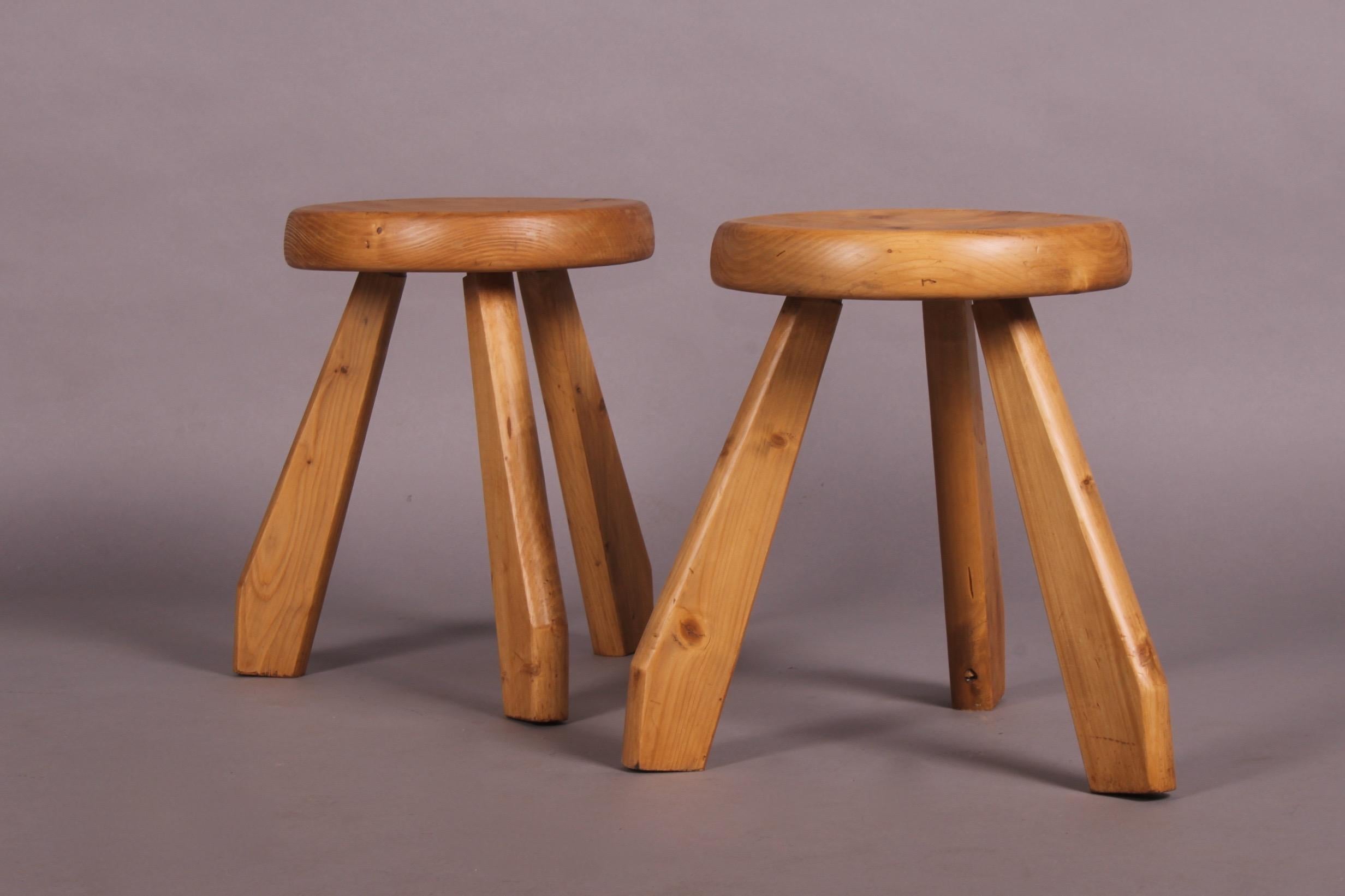 Pair of "Sandoz" Stools in Pine by Charlotte Perriand at 1stDibs ...