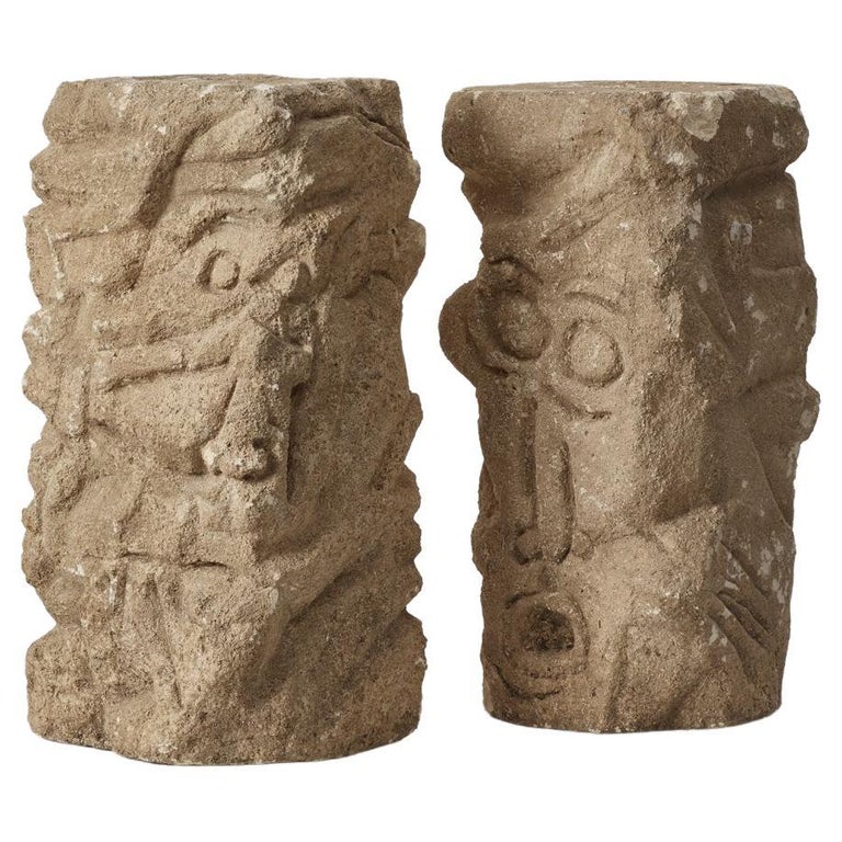Pair of Sandstone Sculptures For Sale at 1stDibs