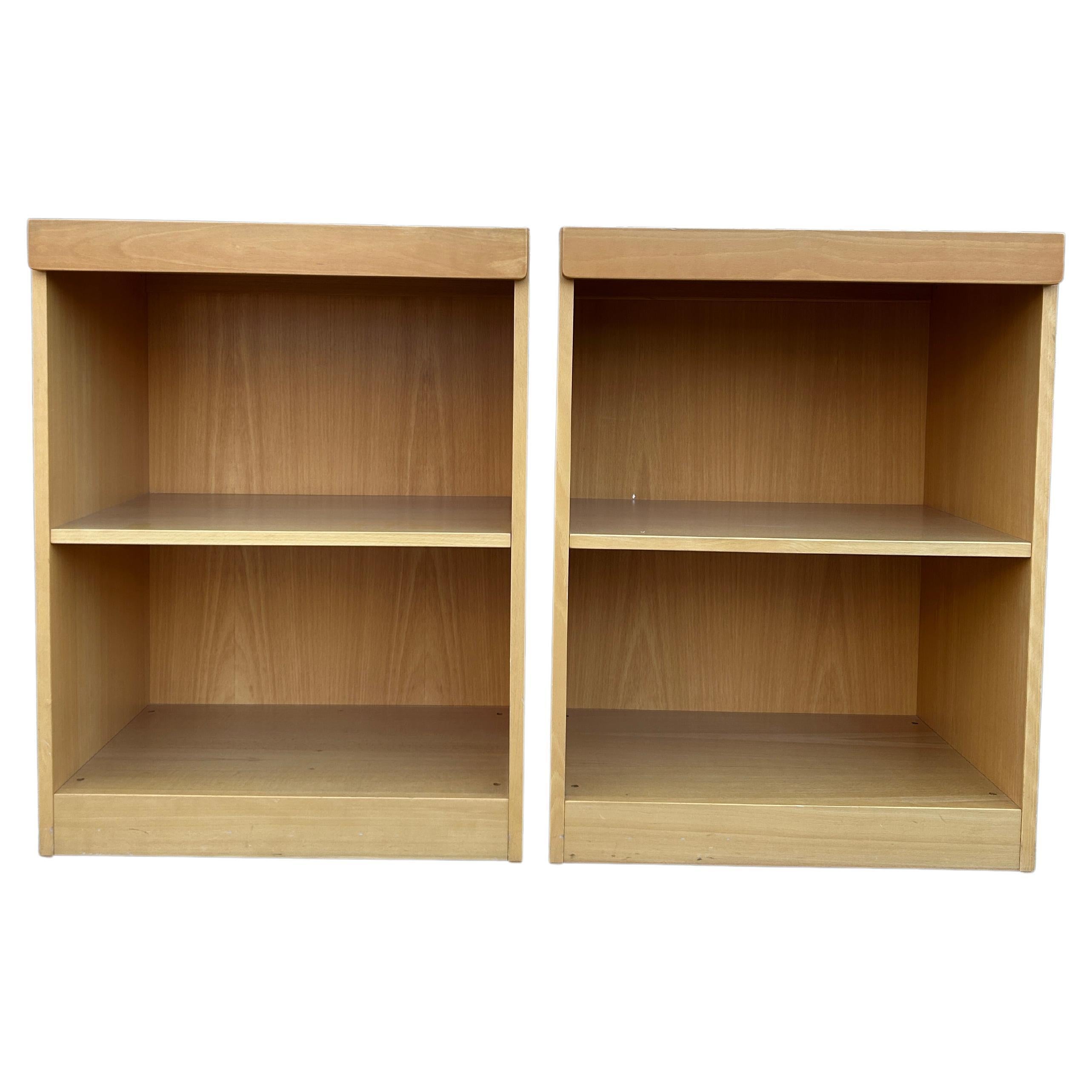 Pair of Modern Herringbone Oak Bookcases For Sale at 1stDibs