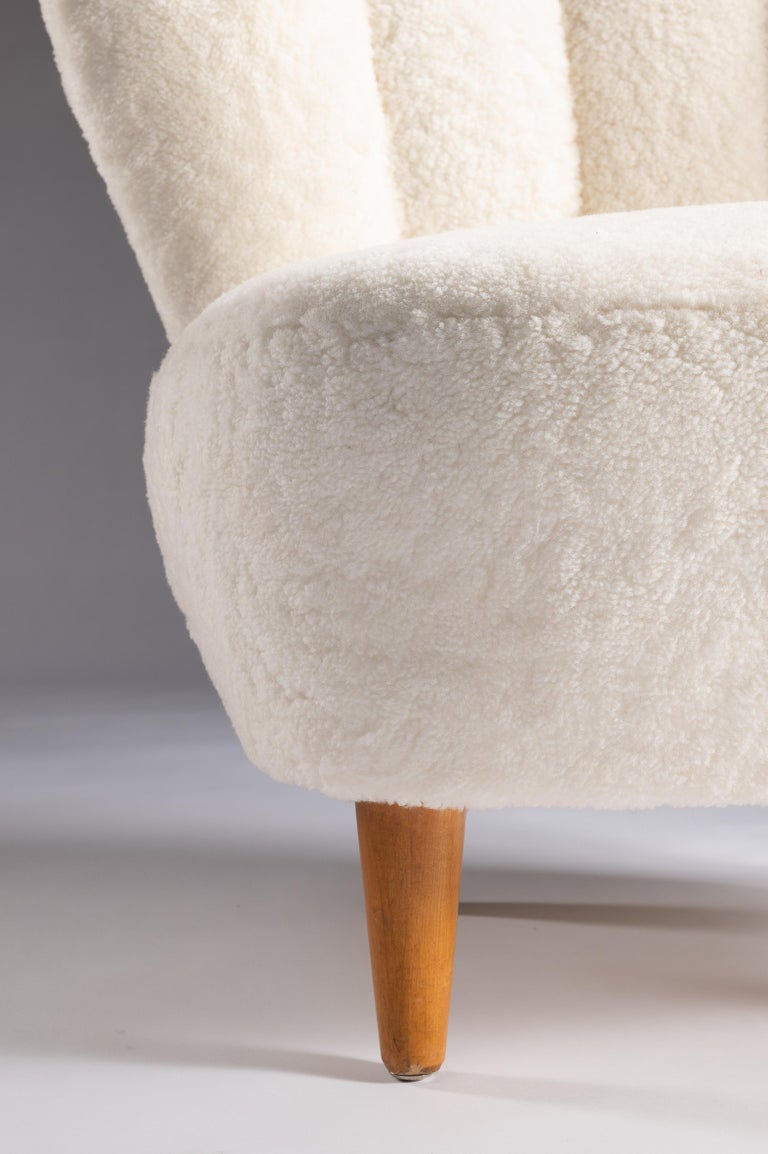 Pair of Scandinavian Vintage White Easy Chairs 1950s, Shearling ...