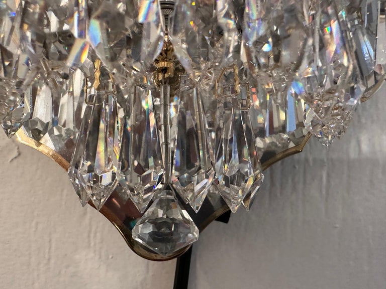 Pair of Schonbek Gold Leaf and Crystal Fancy Wall Sconces For Sale at ...