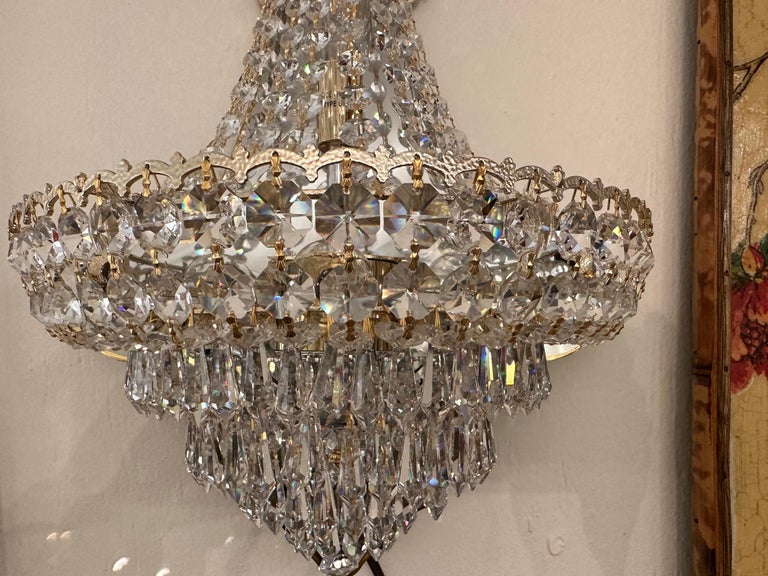 Pair of Schonbek Gold Leaf and Crystal Fancy Wall Sconces For Sale at ...