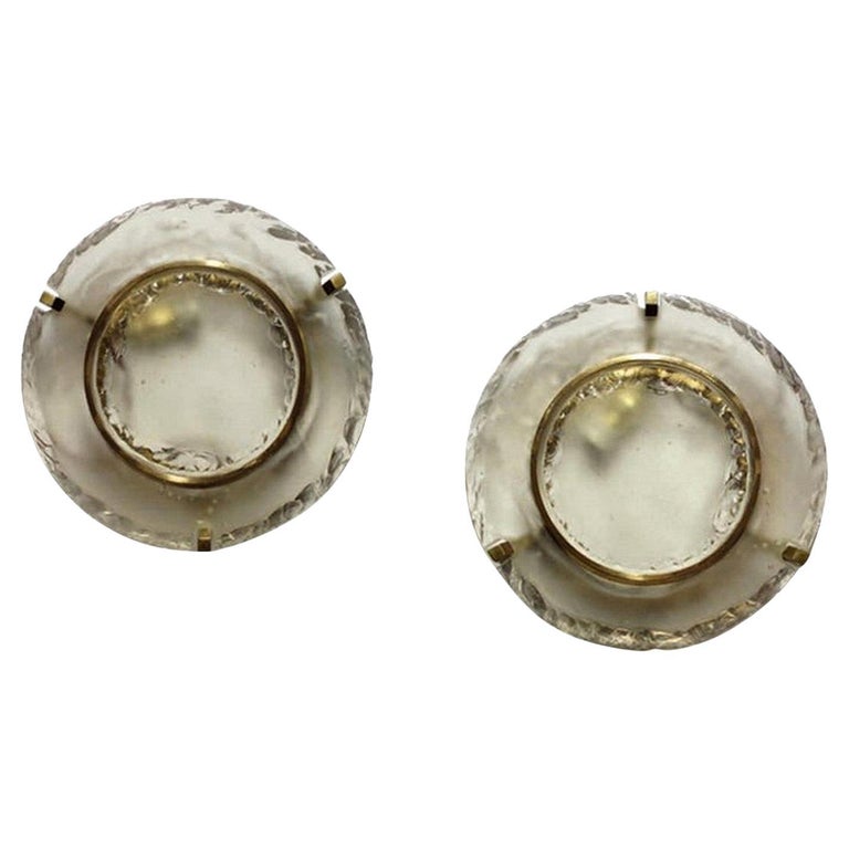 Pair of Sconces by Max Ingrand in Glass and Brass, France 1960 For Sale ...