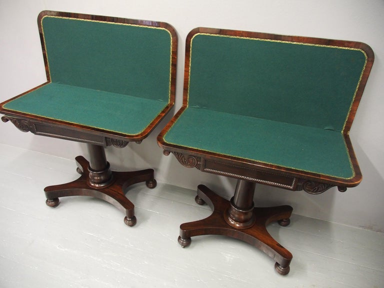 Pair of Scottish Regency Rosewood Card Tables For Sale at 1stDibs