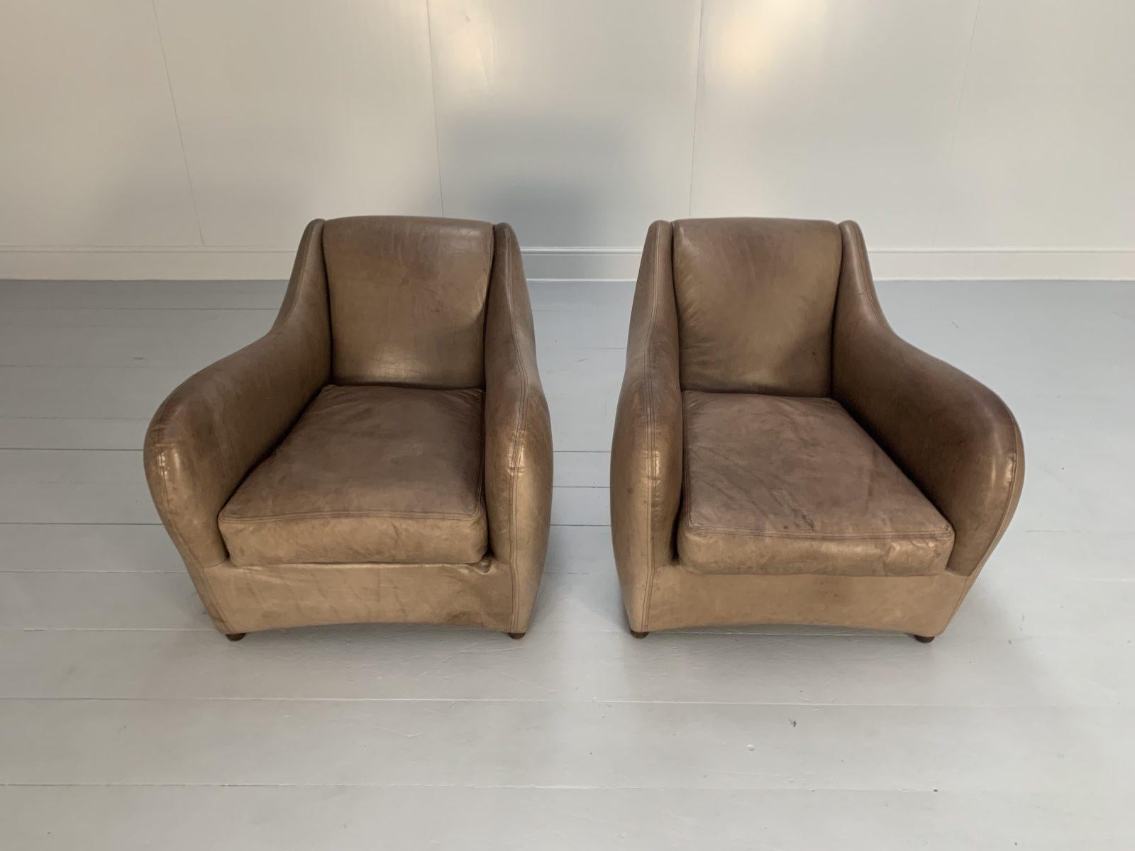 Pair of SCP Matthew Hilton “Balzac” Armchairs and Ottoman – in Nubuck ...