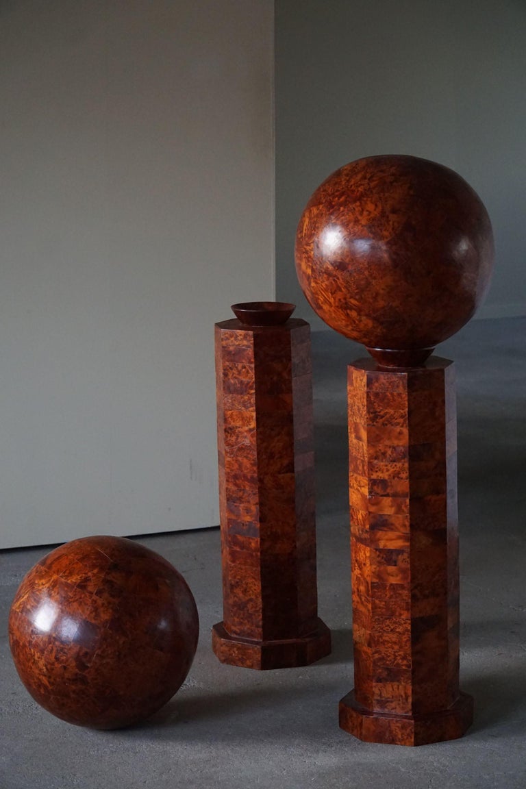 Pair of Sculptural Art Deco Pedestals in Burl / Birch Wood, Swedish ...