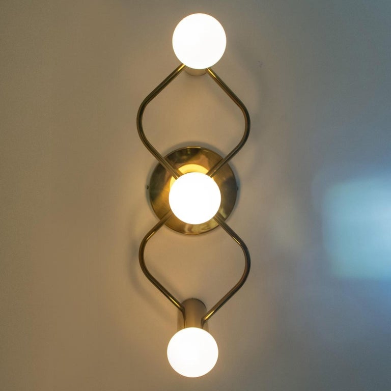 Pair of Sculptural Brass Wall Lights by Leola, 1970s, for Carina For ...