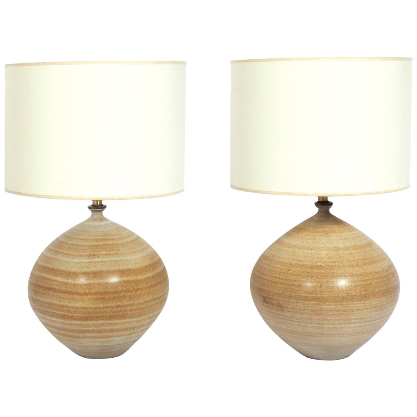 Pair of Sculptural Ceramic Lamps by Design Technics at 1stDibs