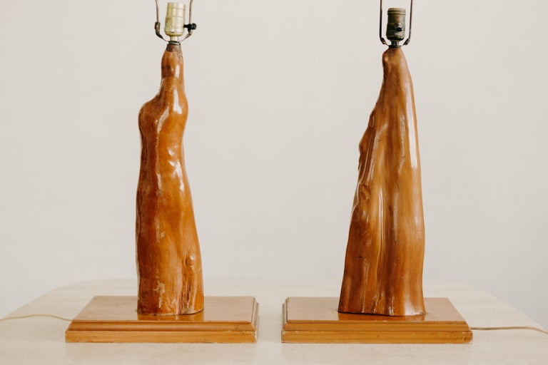 Pair of Sculptural Cypress Root Organic Modern Table Lamps For Sale at ...
