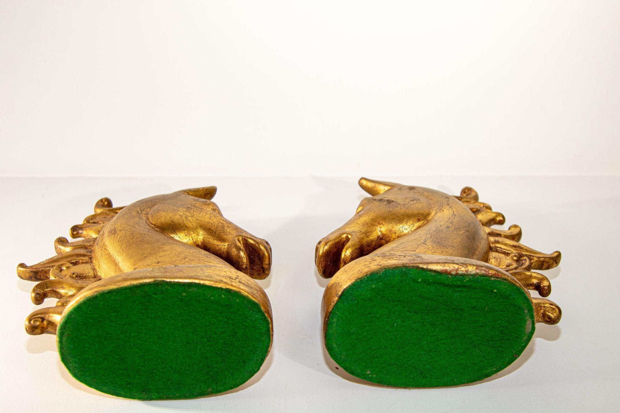 Pair of Sculptural Horse Head Gilt Bookends Art Deco 1950s Equestrian ...