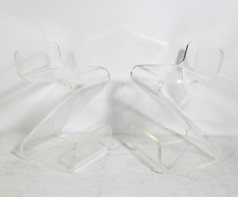 Pair of Sculptural Lucite Stools at 1stDibs