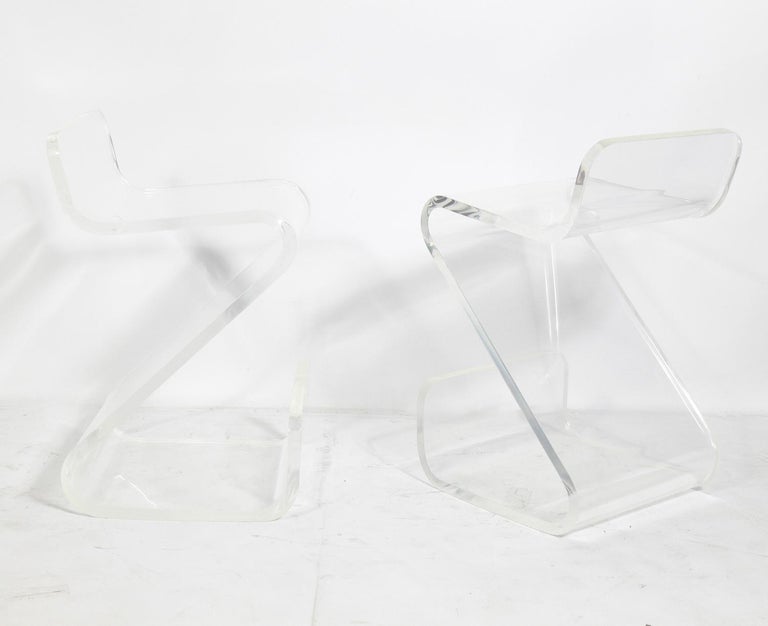 Pair of Sculptural Lucite Stools at 1stDibs