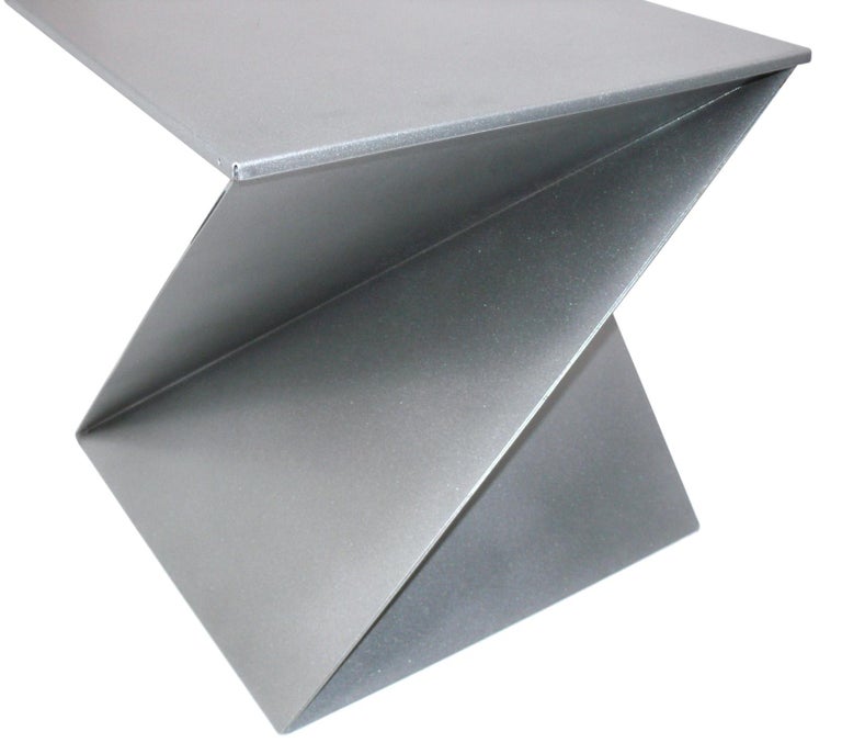 Pair of Sculptural Origami Folded Metal End Tables For Sale at 1stDibs