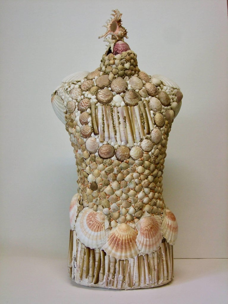 Pair of Sea Shell Decorated Female and Male Busts For Sale at 1stDibs